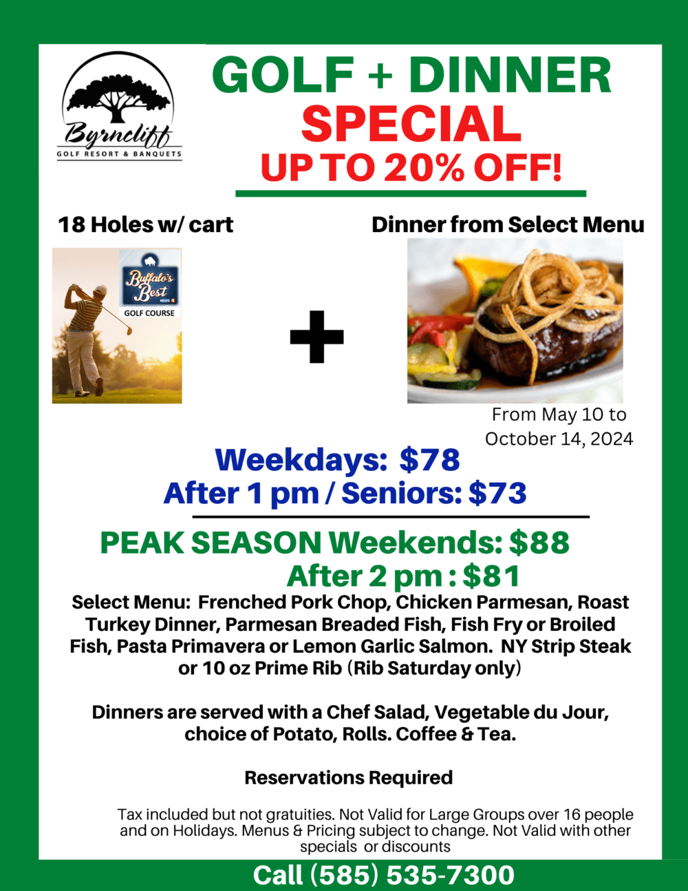 Golf Specials - Byrncliff Golf Resort & Banquets